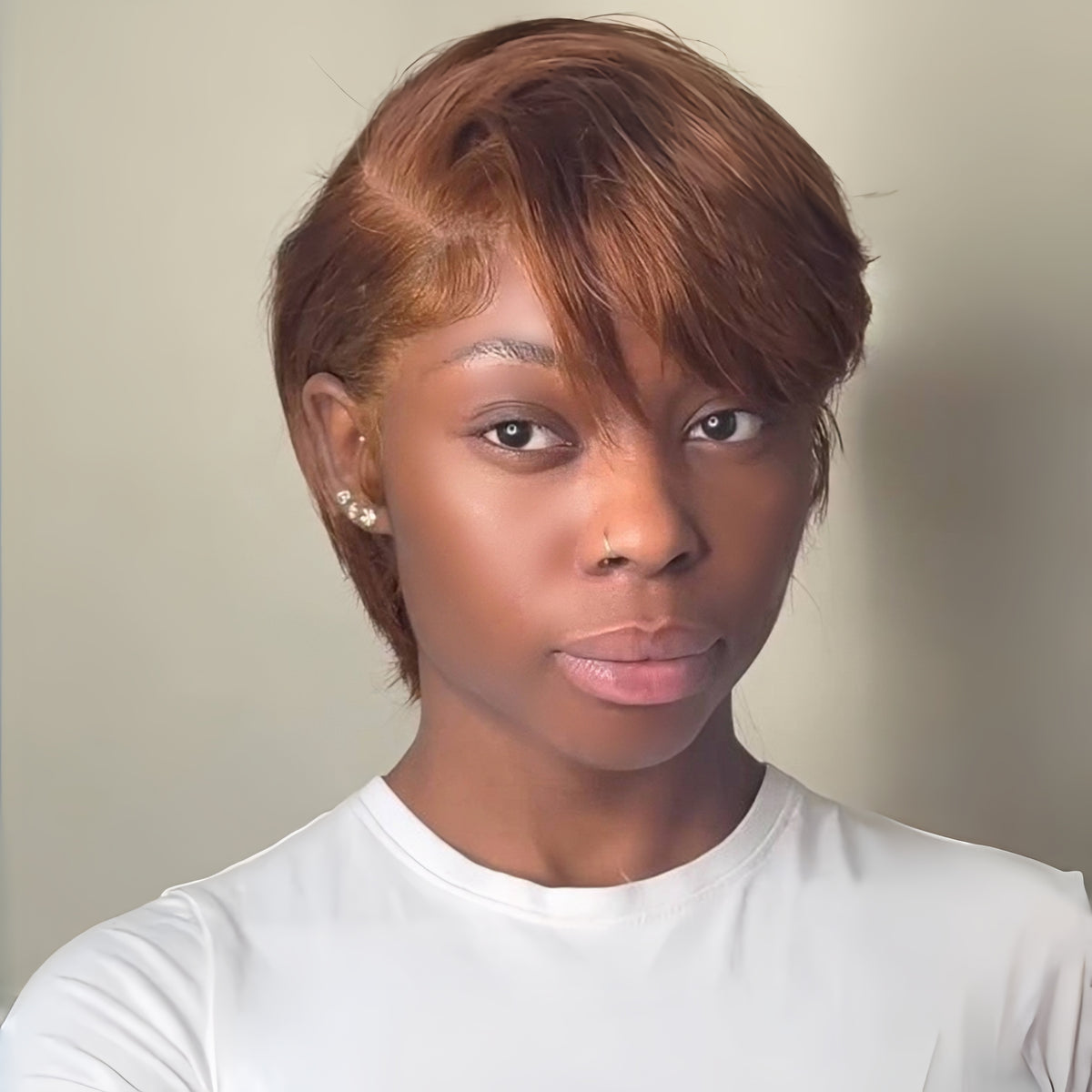 Brown Boss Lady Side Part Layered Pixie Cut 13x4 Frontal Lace Wig ...
