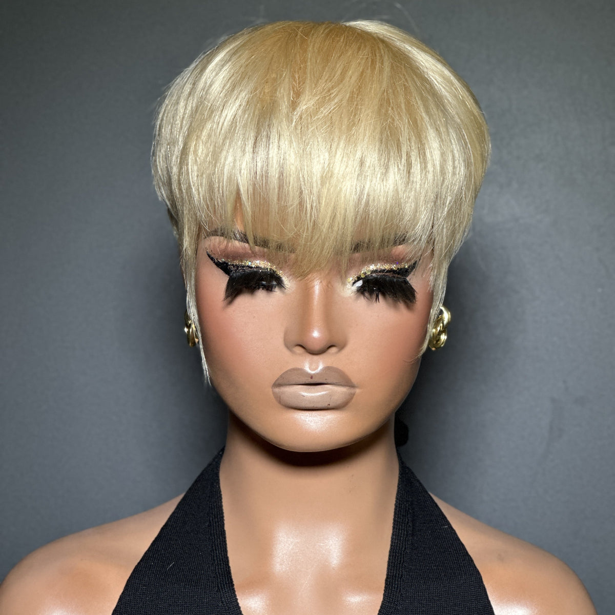 613 Blone Natural Realistic Glueless Short Pixie Cut Bangs Wig – coracrown