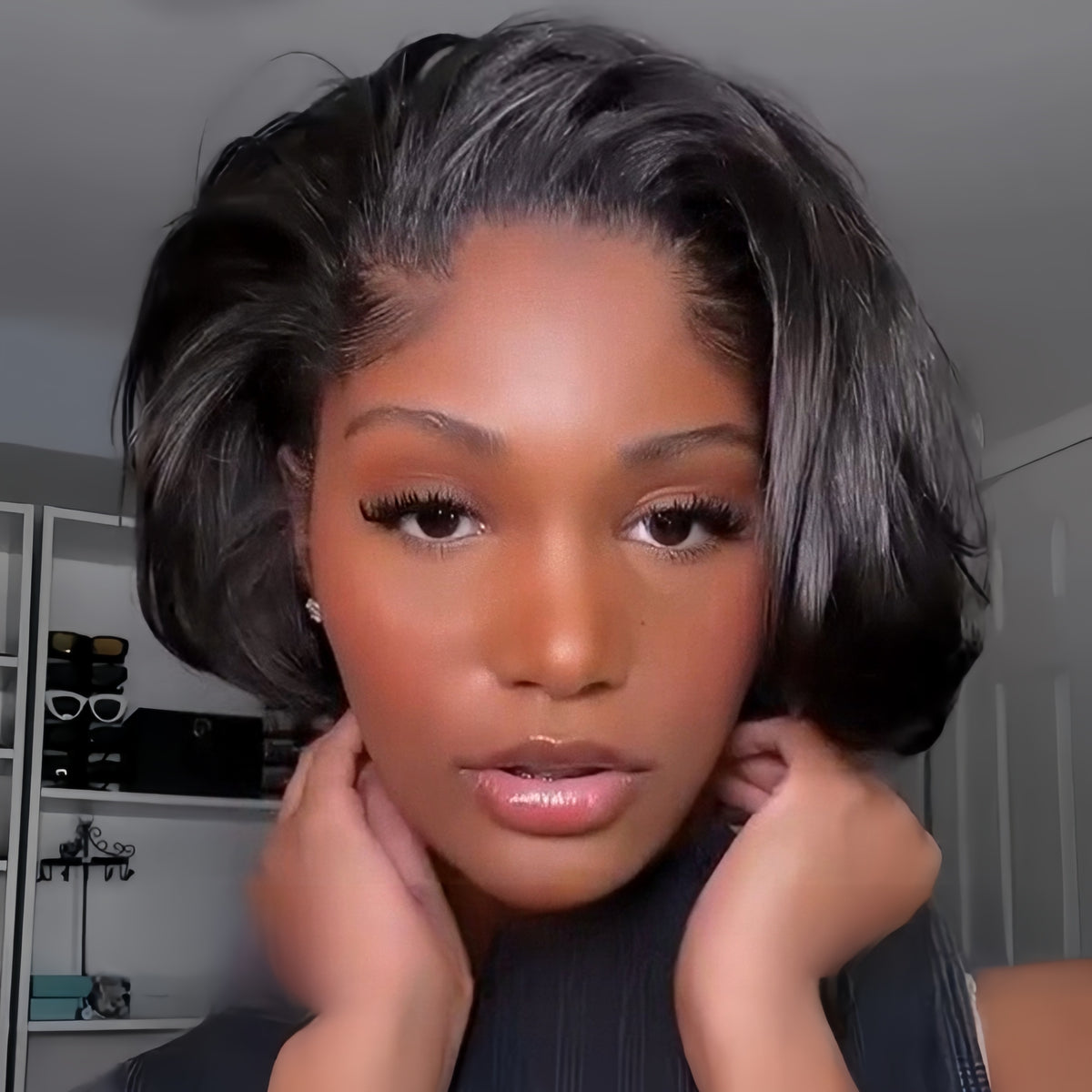 Glueless Short Layered Deep Side Part Bob Lace Wig – coracrown