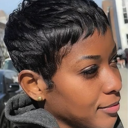 Full Lace Short Pixie Cut Glueless 100% human Hair Wig – coracrown
