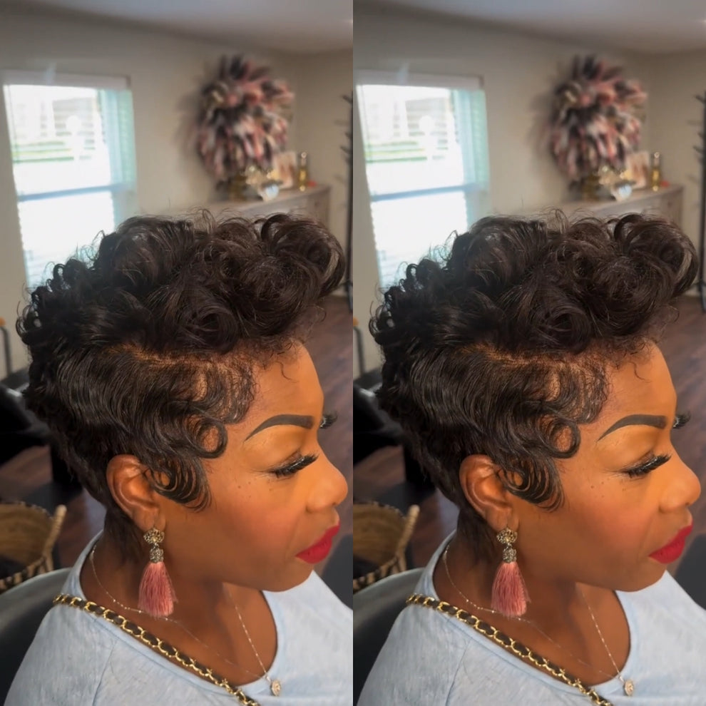Full Lace Curly Short Pixie Cut Human Hair Wig – coracrown