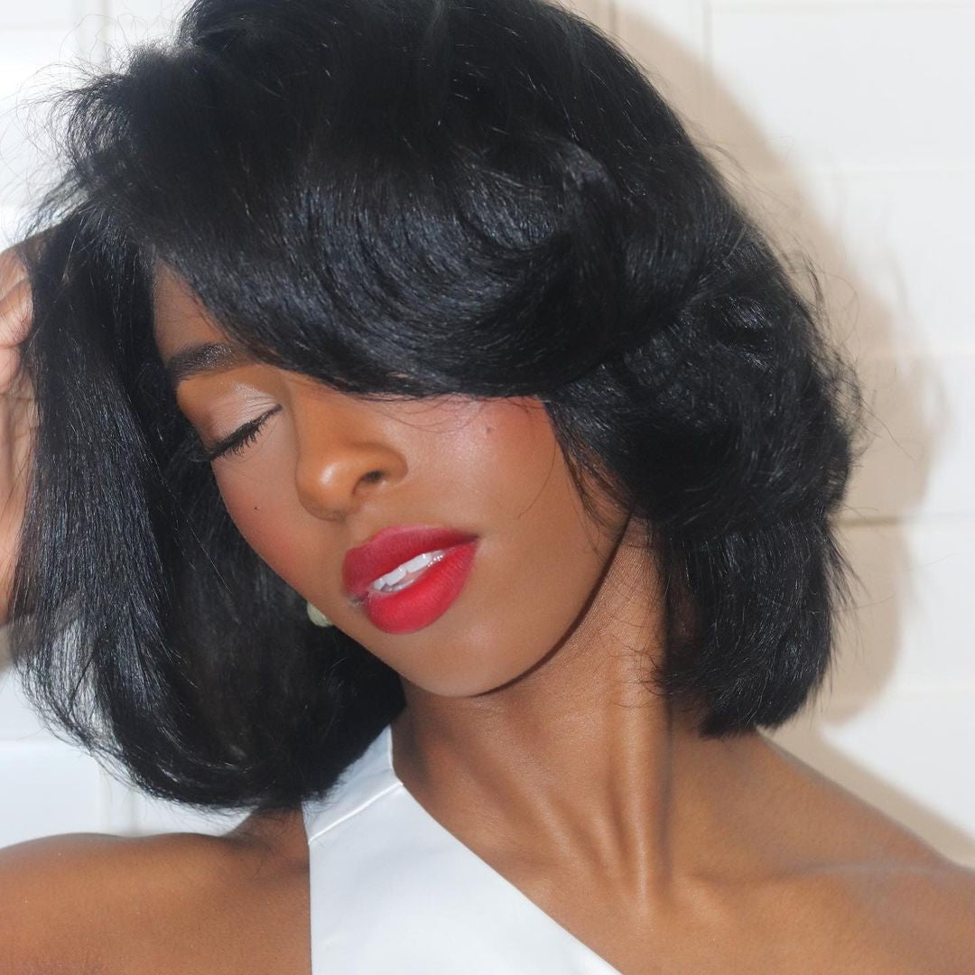 13x4 Lace Frontal Short Natural Wavy Layered Bob Wig – coracrown